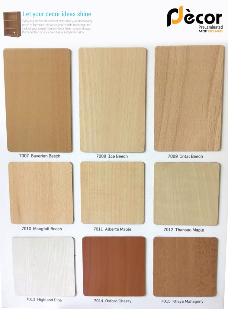 Pre Laminated MDF Board Shades | Pioneer Panel Products - MDF boards ...